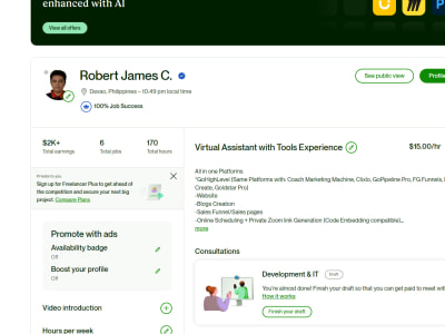 Book a Development & IT Consultation with Robert James C. | Upwork
