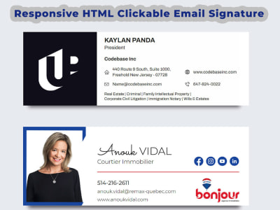 An eye-catchy, clickable, responsive HTML email signature | Upwork