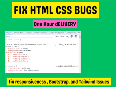 HTML, CSS, Bootstrap and Tailwind Issues Fixed in One Hour | Upwork