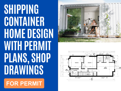Beautiful shipping container home design with permit plans, shop ...