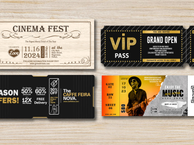 A fantastic design for tickets, coupons, loyalty cards and vouchers ...