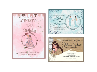Beautiful event invitation cards for wedding, birthday etc | Upwork