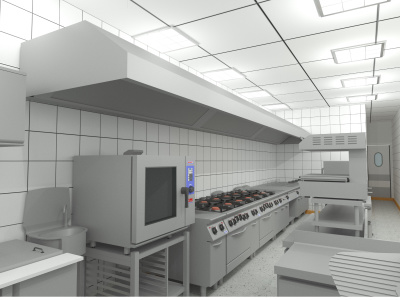 Commercial Kitchen Equipment Layout With MEP drawings / 3D Rendering ...