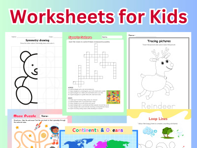 Custom design printable worksheets & activity book for kids | Upwork