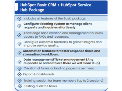 HubSpot Basic CRM + HubSpot Service Hub Package | Upwork