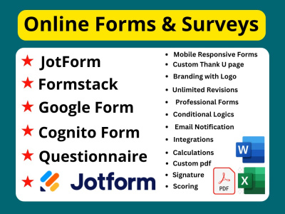 Online forms and surveys, jotform, cognito form, formstack, google form | Upwork