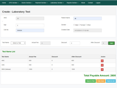 OPD and Laboratory System | Upwork