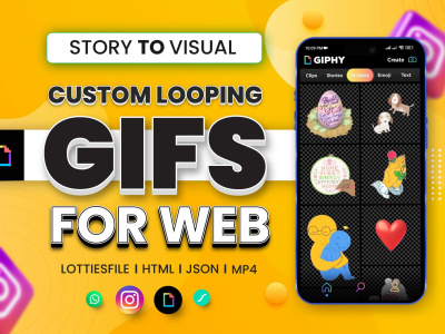 Custom looping gifs or lottie json for web, giphy, instagram | Upwork