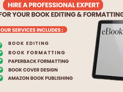 A Professional Book Publishing, formatting, Editing, Book cover design ...