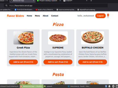 Responsive Restauant Ordering System website using Next js | Upwork