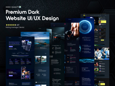 Professional dark UI/UX website design in Figma – Dark landing page ...