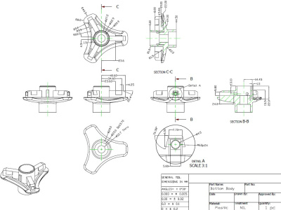 2D Draft Drawing With Complete Dimensions & Tolerances For ...