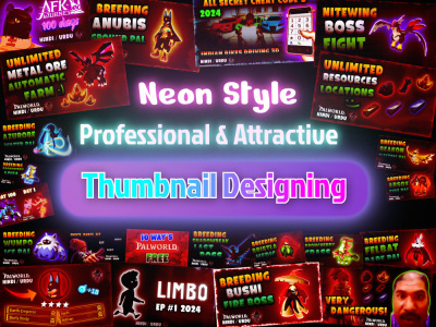 Professional and Attractive Neon Thumbnail Designing for Social Media ...