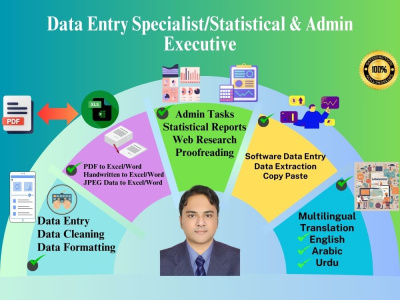 Accurate Data Entry, Admin ,Statistical reports, Translation in 3 ...