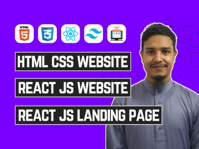 Make react js website, react js landing page with tailwind css, shadcn ...