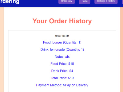 Food ordering web site with database table structure | Upwork