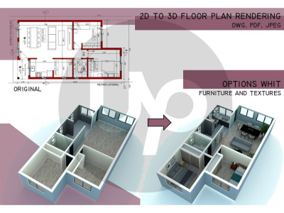 2d to 3d floor plan and rendering | Upwork