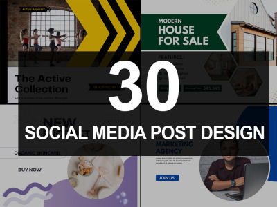 30 Unique Post design templates for any platform (FB,IG Etc.) using ...