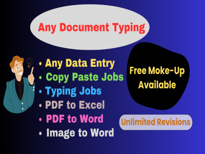 Data Entry, Copy Paste, Manual Typing, Convert PDF to Word and Excel ...
