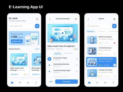 E-Learning App UI & Learning mobile app design in figma | Upwork