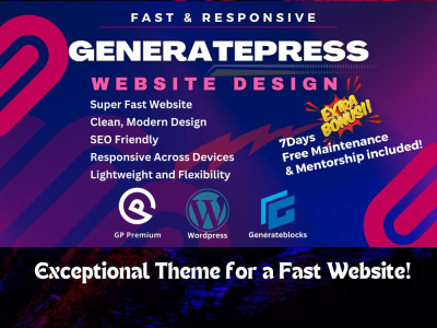 A fast and responsive website with generatepress premium and generateblocks | Upwork