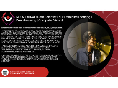 To master Python and DSA: Kickstart Data Science (ML, DL, AI, NLP) Career | Upwork