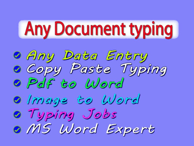 Fast data entry, copy paste job, manual typing, any file to Word or Excel | Upwork