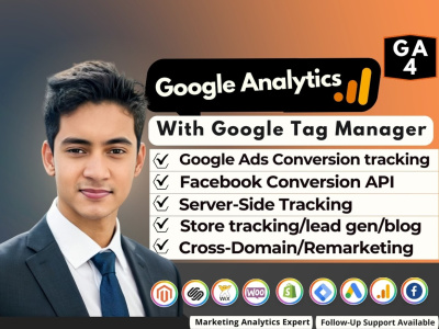 Setup google analytics 4, ga4 ecommerce tracking, server side tracking, GTM | Upwork