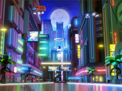 A create 3d meta verse environment and 3d render with stylize props ...