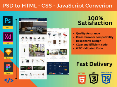 PSD to html css figma to html css xd to html css responsive website ...