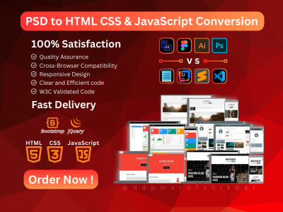 Psd to html css javascript file conversion | Upwork