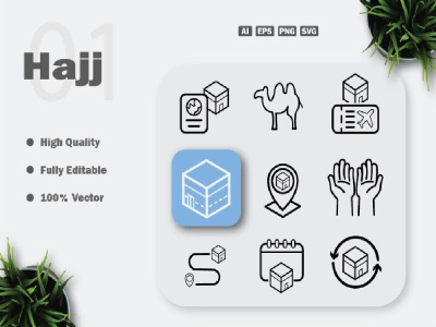 Set of 9 Hajj icons | Upwork
