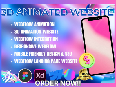 Webflow landing page 3d animation website spline animation lottie ...