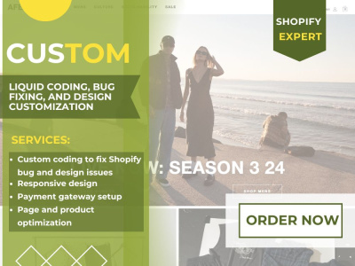 Shopify custom liquid coding, theme customization, bug fixing and design. | Upwork