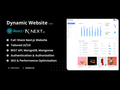 A dyanmic react next js website with tailwind CSS and shadcn | Upwork