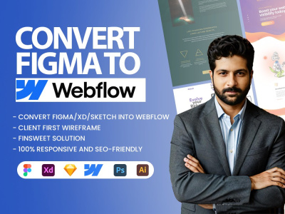 A converted figma to webflow and sketch to webflow website | Upwork