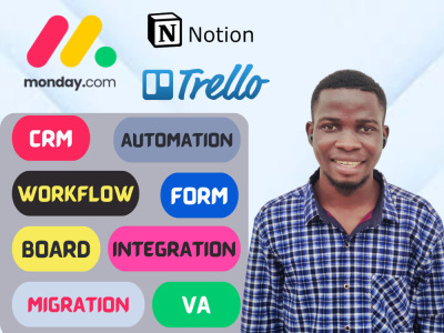 Monday.com asana trello Notion clickup Crm setup migration workflow expert | Upwork