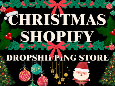Christmas shopify dropshipping store design logo banner design black ...