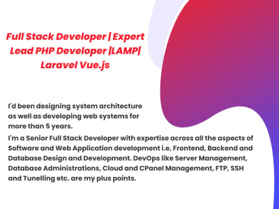 Full Stack Developer | Expert Lead PHP Developer |LAMP| Laravel Vue.js | Upwork