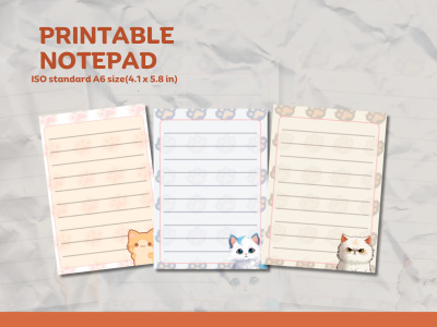 Custom A6 Cat-Themed Notepad Design | Print Design | Upwork