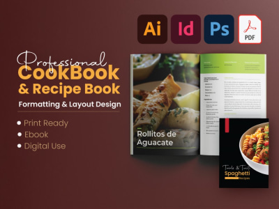 Cookbook book, food recipe ebook design diet meal planner, vegan layout ...