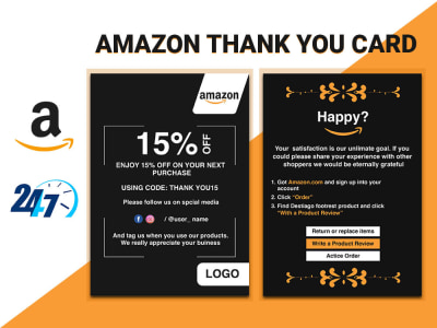 Design custom amazon thank you card, product insert | package insert ...
