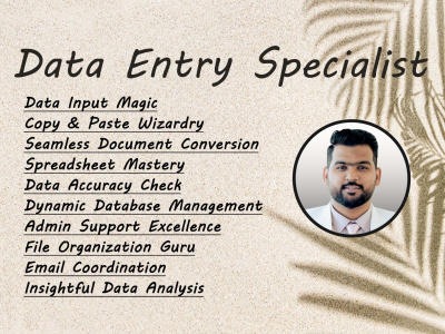 Professional Data Entry Specialist for all types of Data Entry / Admin ...