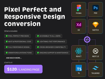 Pixel Perfect Figma to React App with TypeScript, Next.js, and Tailwind CSS | Upwork