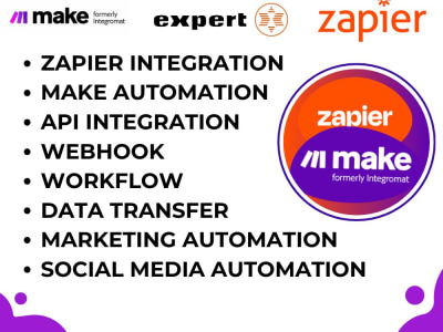 Zapier and Make.com (Integromat) automation and integration, webhooks, API | Upwork