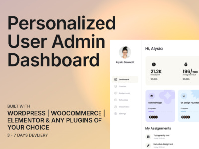 A Customized User Account Dashboard Interface for WordPress/Woocommerce | Upwork