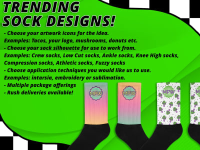A custom design or illustrated from reference trending sock design | Upwork
