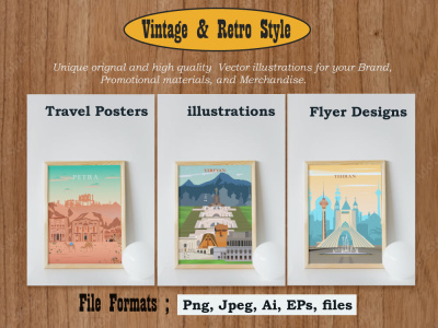 A vintage & retro style travel posters and vector graphics.. | Upwork