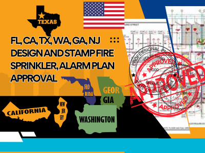 Fl, ca, tx, wa, ga, nj design and stamp fire sprinkler, alarm plan ...