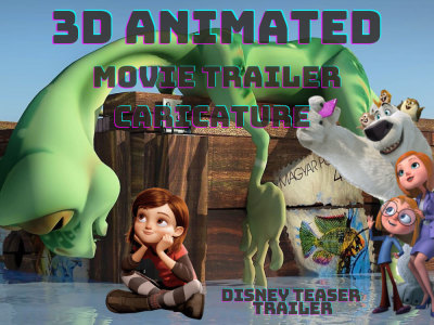 A 3d animated movie trailer caricature, cartoon video disney teaser ...